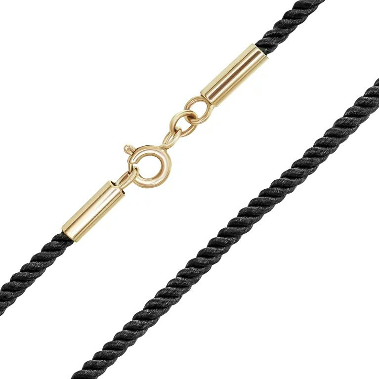 Black Silk Rope with 14K/585 Yellow Gold Lock – Sapphire